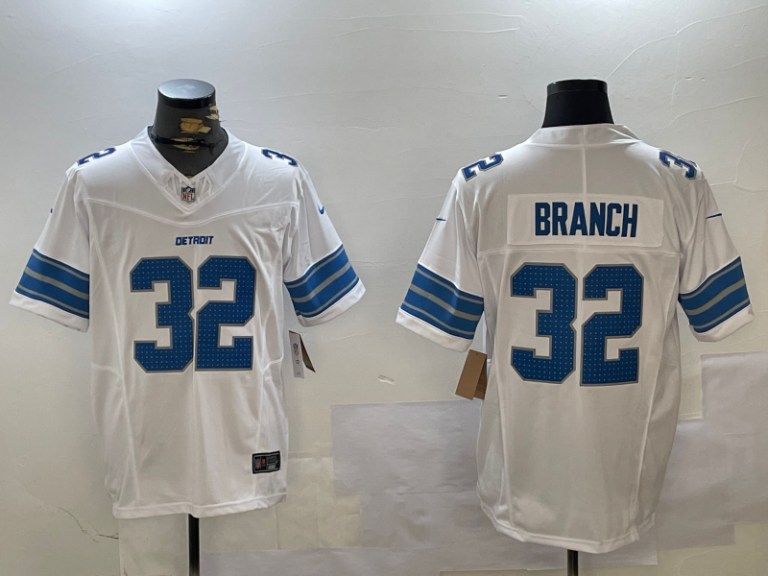 Men’s Detroit Lions Brian Branch #32 White Jersey – JJSportsGear